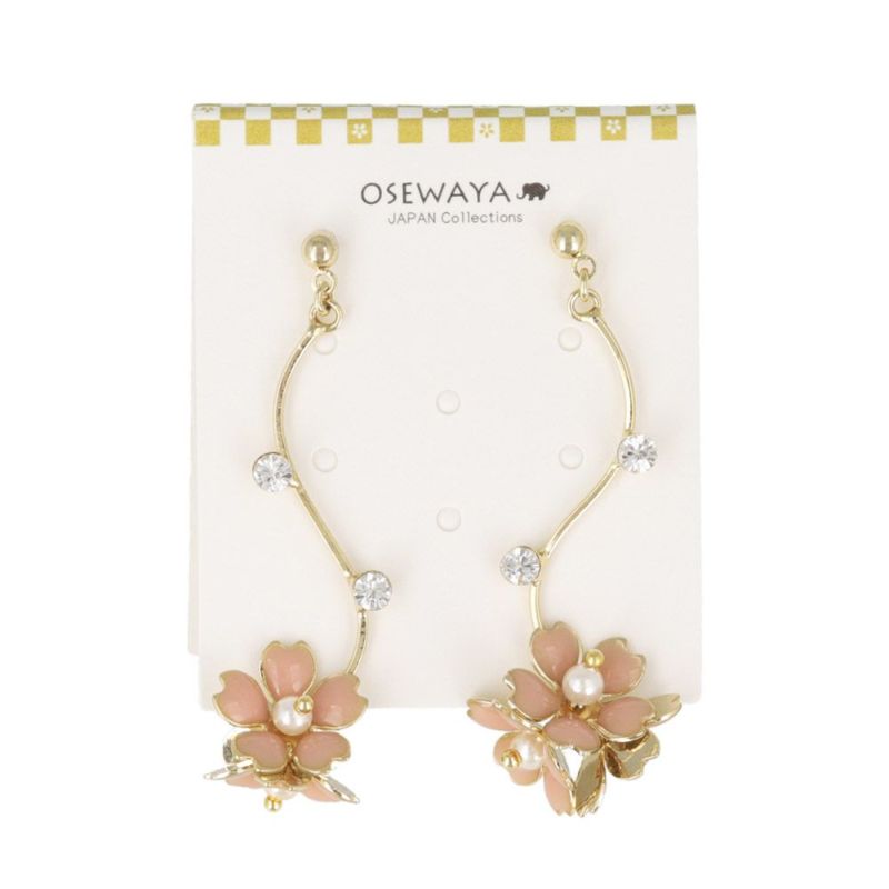 ピアス 桜 パール ストーン メタル エッジ ウェーブ ステンレスポスト ドロップピアス – OSEWAYAオンラインストア