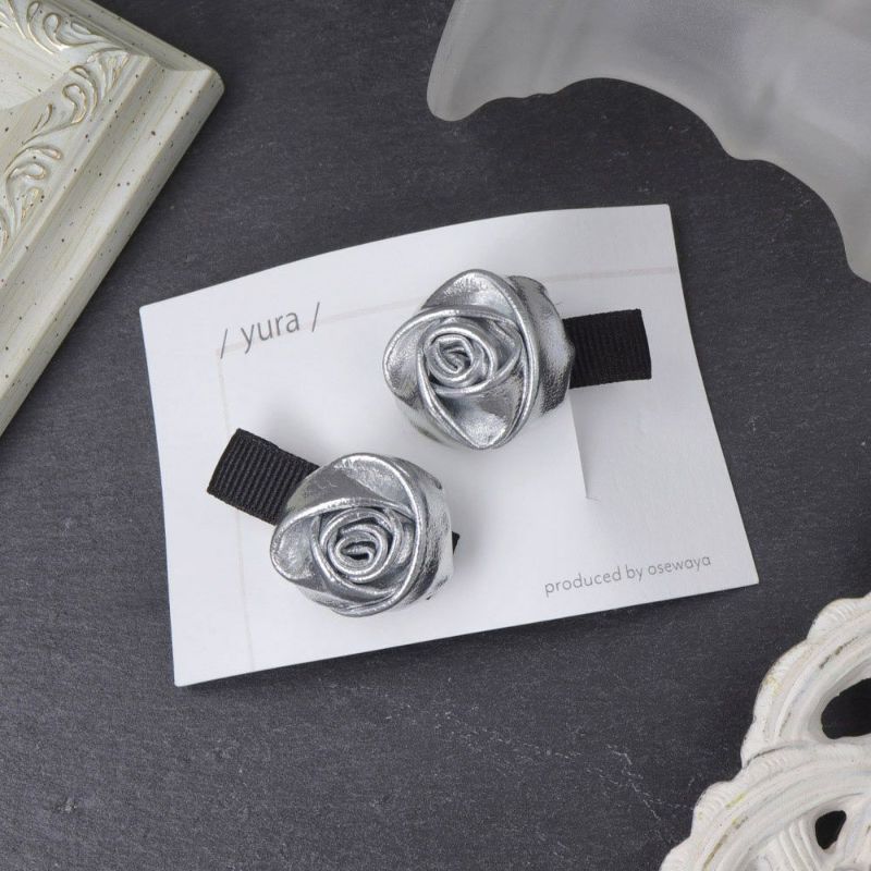 ヘアクリップ yura フラワー ローズ 巻きバラ 薔薇 フェイクレザー 2個セット ミニクリップ – OSEWAYAオンラインストア